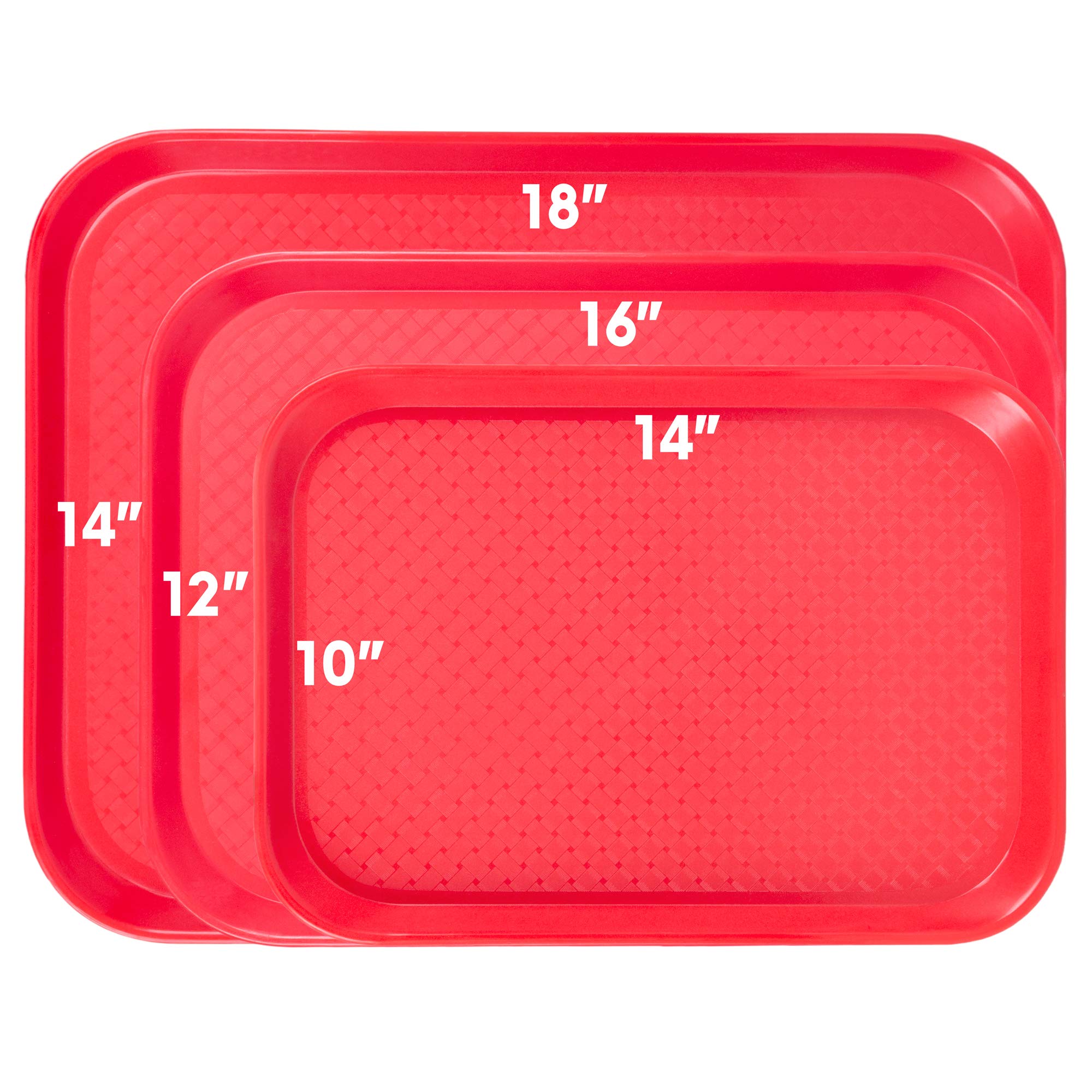 12 Pack Fast Food Cafeteria Tray | Twelve 10 x 14 Rectangular Textured Plastic Food Serving TV Tray Multipack | School Lunch, Diner, & Commercial Kitchen Restaurant Equipment (Blue)