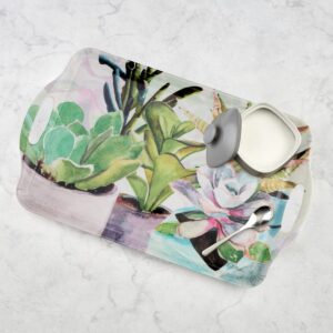 Pimpernel Succulents Collection Large Handled Tray | Serving Tray for Lunch, Coffee, or Breakfast | Made of Melamine for Indoor and Outdoor use | Measures 18.9" x 11.6" | Dishwasher Safe