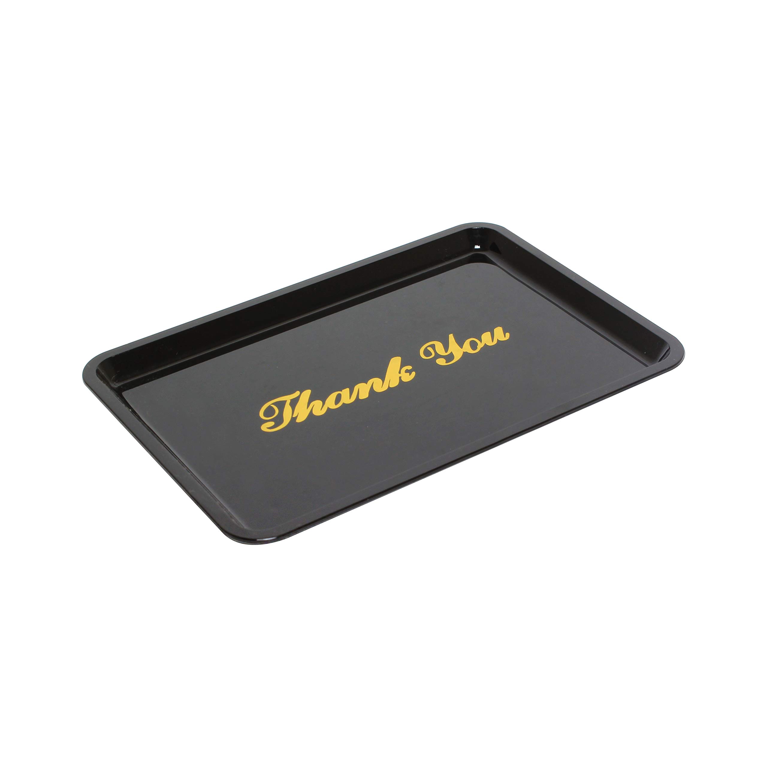 Thunder Group Plastic tip tray 4 1/2" x 6 1/2" gold imprinted, black, comes in dozen