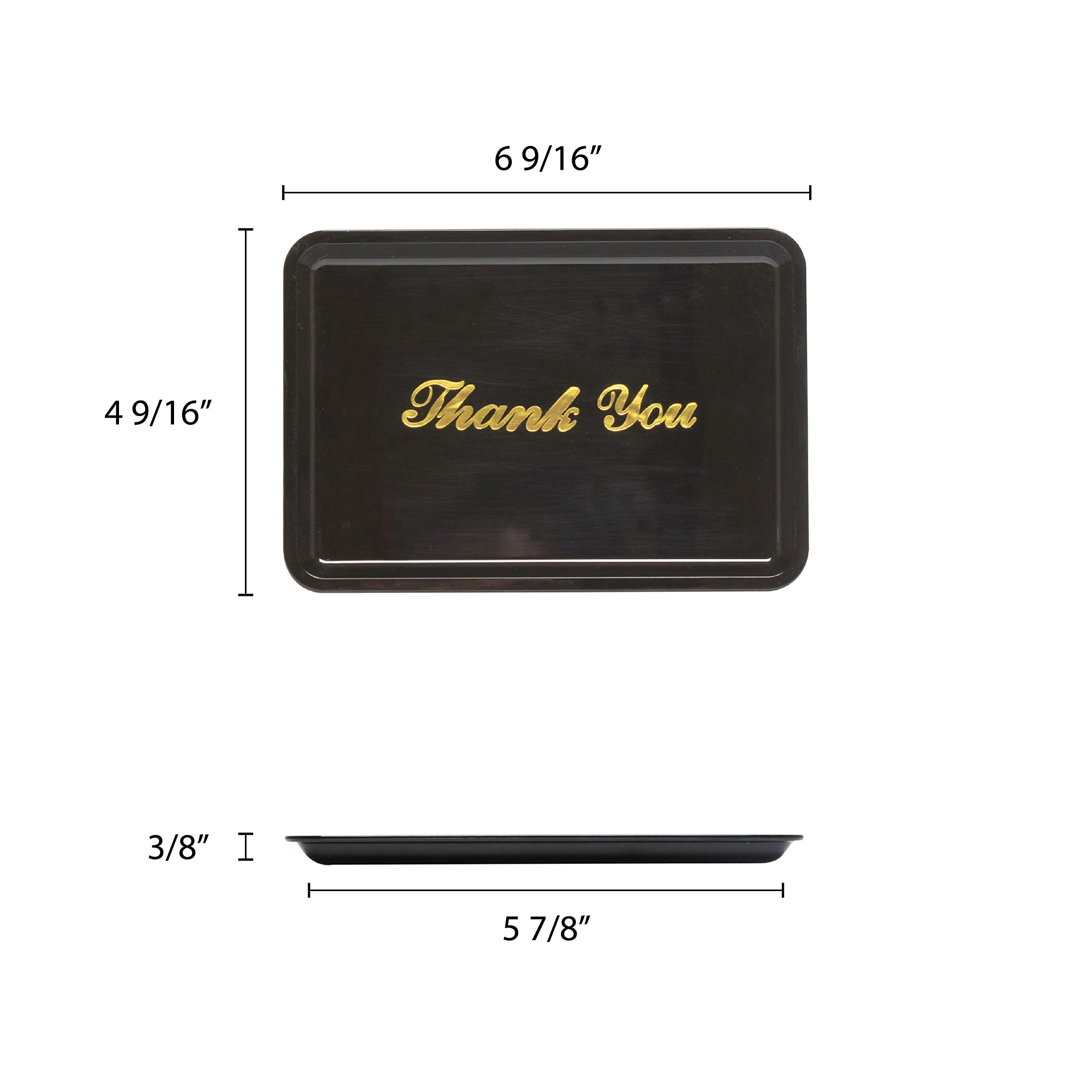 Thunder Group Plastic tip tray 4 1/2" x 6 1/2" gold imprinted, black, comes in dozen