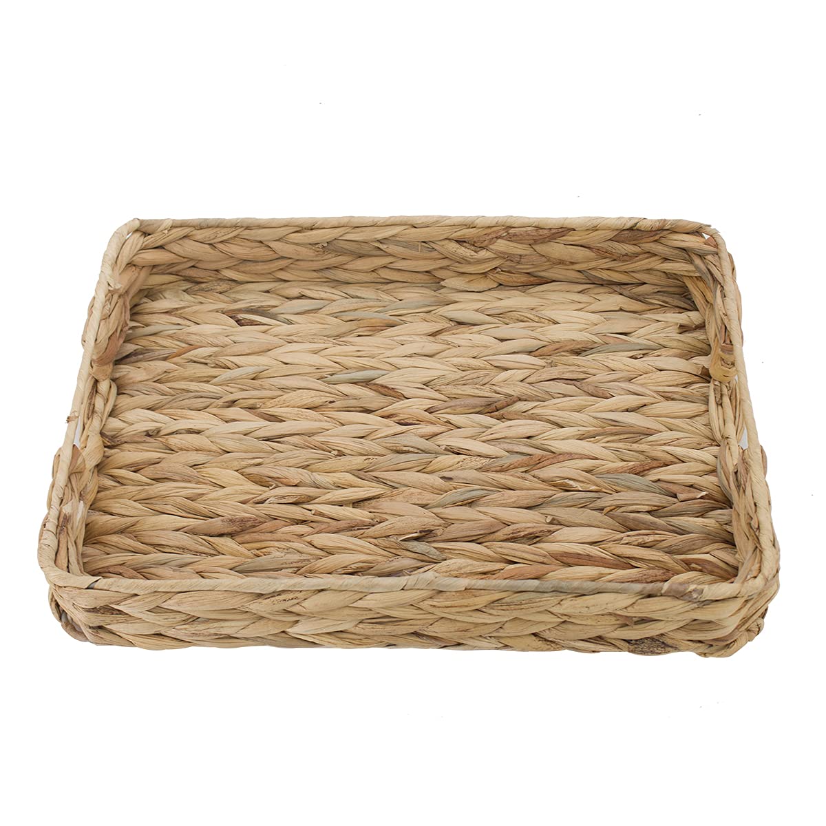 YRMT Natural Woven Tray Rectangular Hyacinth Serving Tray with Handles for Breakfast Dinner Bread Fruit Coffee Table Tea Party,Home Decorative (Middle)