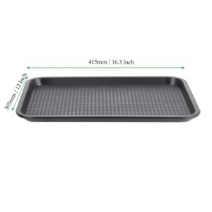 MAHIONG 12 Pack 16 x 12 Inch Black Fast Food Tray, Large Rectangular Restaurant Serving Trays, Plastic Cafeteria Trays School Lunch Trays