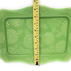 Temp-tations 11"x7" Cookie Sheet, Platter, Shallow Tray or Replacement Lid-It (Mila, Moroccan Green)