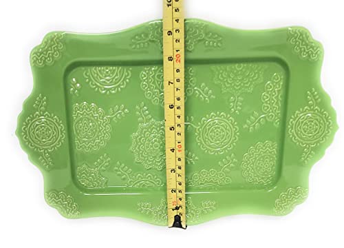 Temp-tations 11"x7" Cookie Sheet, Platter, Shallow Tray or Replacement Lid-It (Mila, Moroccan Green)