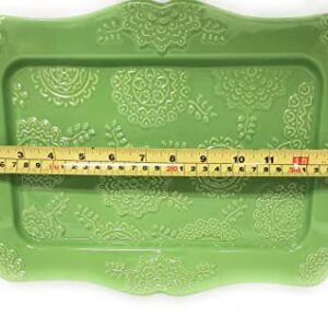 Temp-tations 11"x7" Cookie Sheet, Platter, Shallow Tray or Replacement Lid-It (Mila, Moroccan Green)