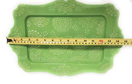 Temp-tations 11"x7" Cookie Sheet, Platter, Shallow Tray or Replacement Lid-It (Mila, Moroccan Green)