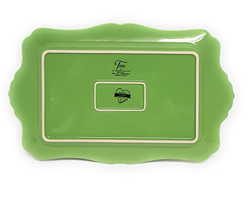 Temp-tations 11"x7" Cookie Sheet, Platter, Shallow Tray or Replacement Lid-It (Mila, Moroccan Green)