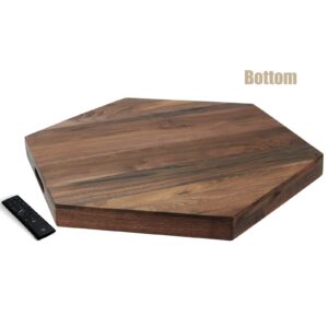 MAGIGO 26 x 22 Inches Extra Large Hexagonal Black Walnut Wood Ottoman Tray with Handles, Serve Tea, Coffee, Classic Hexagon Wooden Decorative Serving Tray