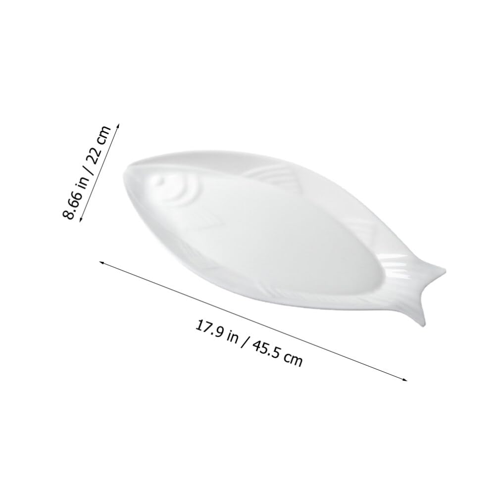 Kichvoe Large Fish Bowl Ceramic Fish Platter Fish Shaped Food Plate 18 Inch Dessert Appetizer Dish Snack Serving Tray Fruit Storage Plate for Sushi Dinner Tableware White Table Tray