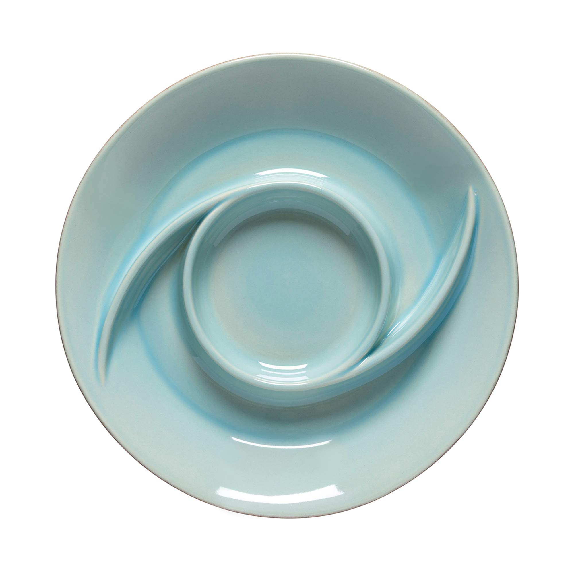 Casafina Ceramic Stoneware 13" Chip And Dip - Cook & Host Collection, Robin's Egg Blue | Microwave & Dishwasher Safe Dinnerware | Food Safe Glazing | Restaurant Quality Serveware