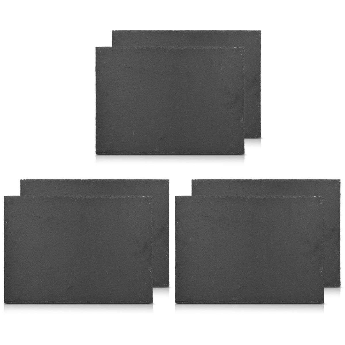 Navaris Natural Slate Serving Plates - Set of 6 Place Mat Serving Trays - Large Rectangular Stone Table Mat Serving Platter Tiles - 15" x 11"