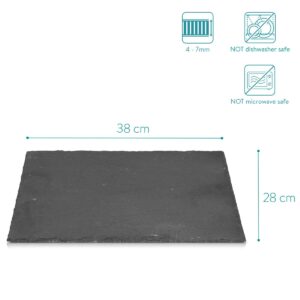 Navaris Natural Slate Serving Plates - Set of 6 Place Mat Serving Trays - Large Rectangular Stone Table Mat Serving Platter Tiles - 15" x 11"