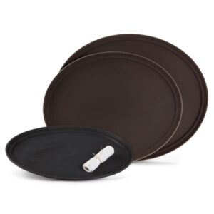 g.e.t. ns-2700-bk bpa-free non-slip plastic oval serving tray, 27" x 22", black