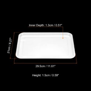 PATIKIL 12x8 Fast Food Tray, Plastic Reusable Recyclable Multi-Purpose Rectangle Serving Tray for Restaurant Home Kitchen, White