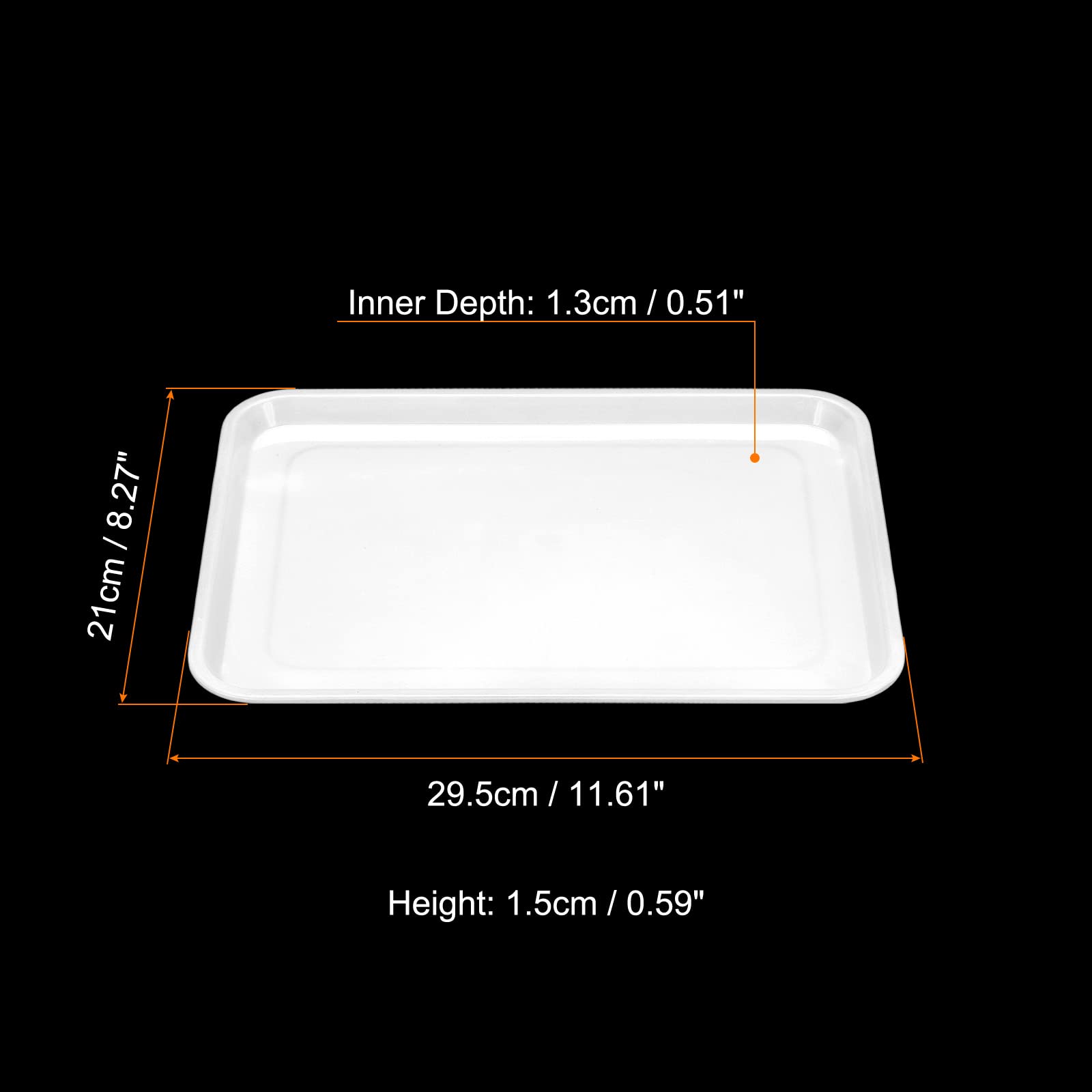 PATIKIL 12x8 Fast Food Tray, Plastic Reusable Recyclable Multi-Purpose Rectangle Serving Tray for Restaurant Home Kitchen, White