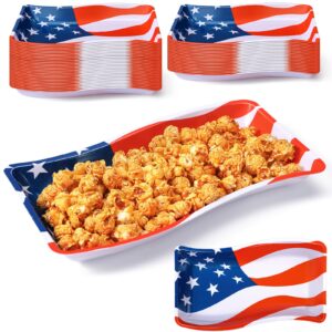 50 pieces usa star serving trays, usa flag star shaped plastic platter, patriotic food reusable snack tray, cookies, chips, candy dessert serveware for 4th of july independence day party supplies