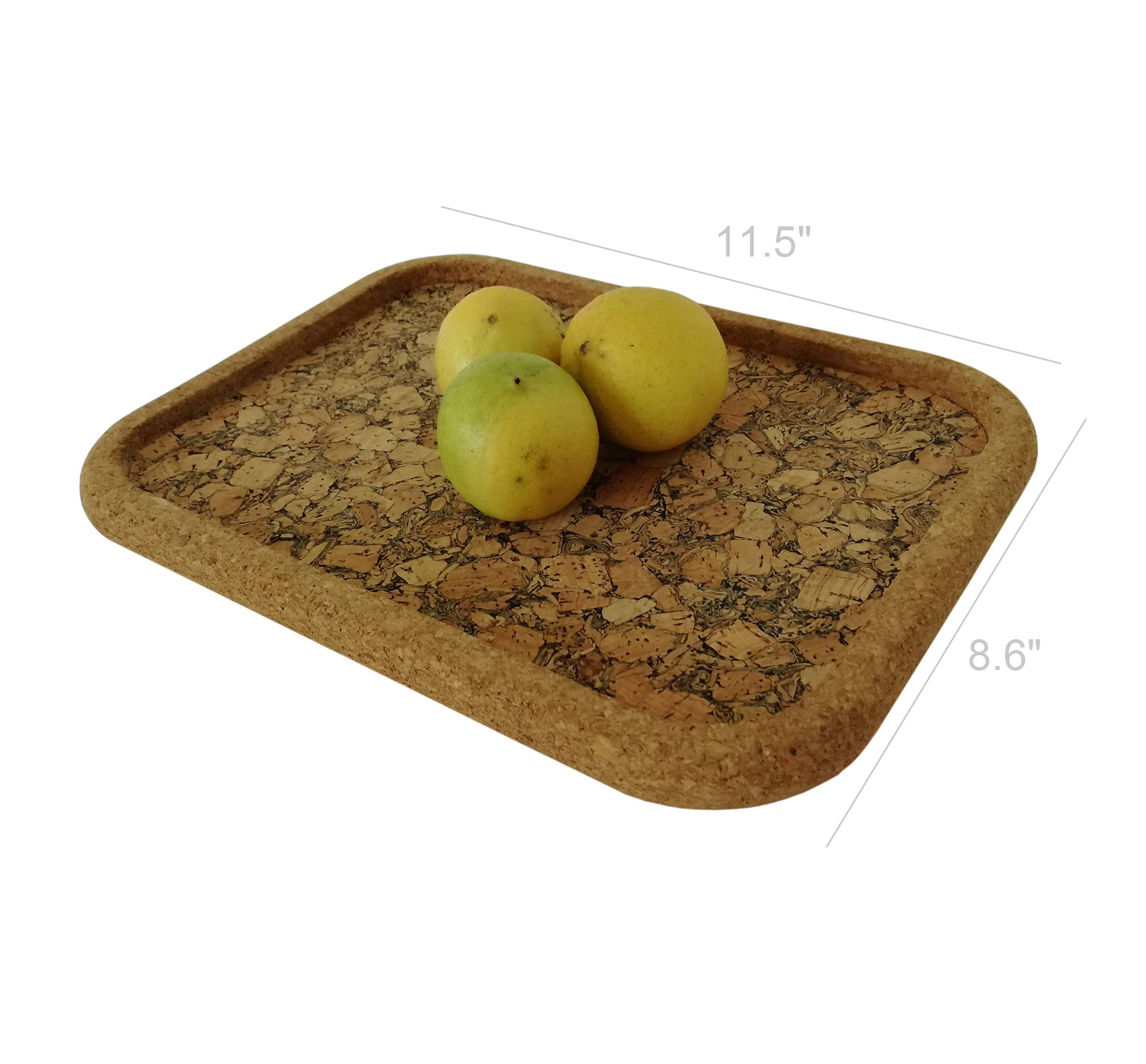 FixtureDisplays® 11.5"W x 0.7"H x 8.6"D Marble Cork Tray, Rectangular Serving Tray 21332-NPF