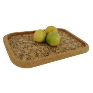 FixtureDisplays® 11.5"W x 0.7"H x 8.6"D Marble Cork Tray, Rectangular Serving Tray 21332-NPF