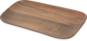 carlisle foodservice products epicure plastic tray, 14.75" x 6.75", dark woodgrain