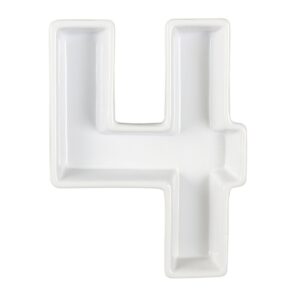 ivy lane design ceramic dish tray, number 4, white