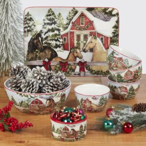 Certified International Homestead Christmas Rectangular Platter 14in x 10in, Multicolor, Large