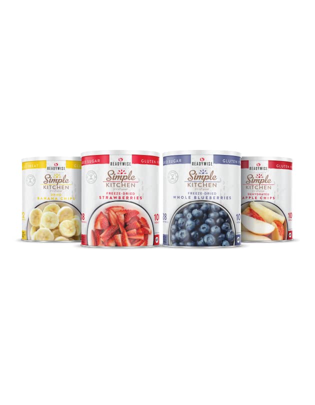 ReadyWise Simple Kitchen Fruit Bowl Mix - Freeze-Dried Berries, Apples and Banana Chips - Long-Term Emergency Food