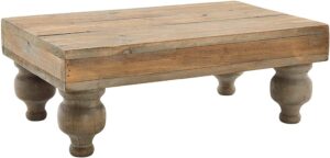 mud pie wood footed serving stand, 12 1/2" x 20 1/4" brown