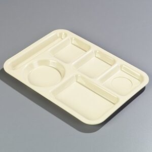 Carlisle FoodService Products P61425 Polypropylene Left-Hand 6-Compartment Divided Tray, 14" X 10", Tan (Case of 24)