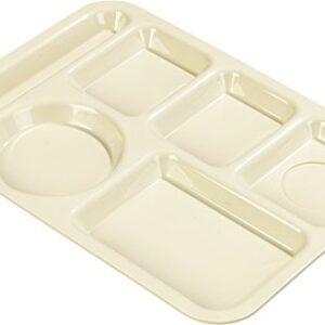 Carlisle FoodService Products P61425 Polypropylene Left-Hand 6-Compartment Divided Tray, 14" X 10", Tan (Case of 24)