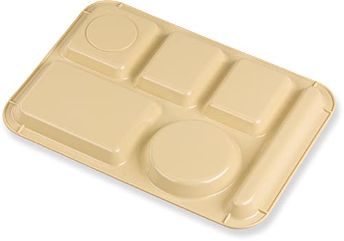 Carlisle FoodService Products P61425 Polypropylene Left-Hand 6-Compartment Divided Tray, 14" X 10", Tan (Case of 24)