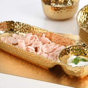 Pampa Bay Porcelain Chip & Dip Bowl and Tray Snack Platter (Gold)