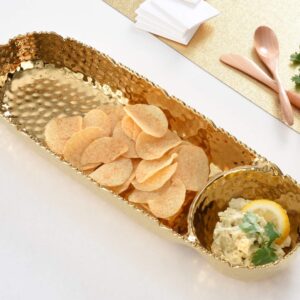 Pampa Bay Porcelain Chip & Dip Bowl and Tray Snack Platter (Gold)