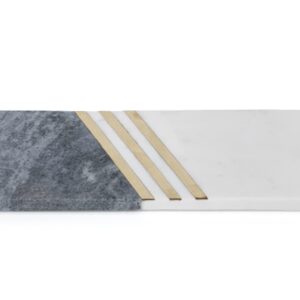 Zodax | Amalfi Footed Cheese and Charcuterie Platter | Calcutta Marble with Wooden Feet | 16.75" x 8.75" x 2"