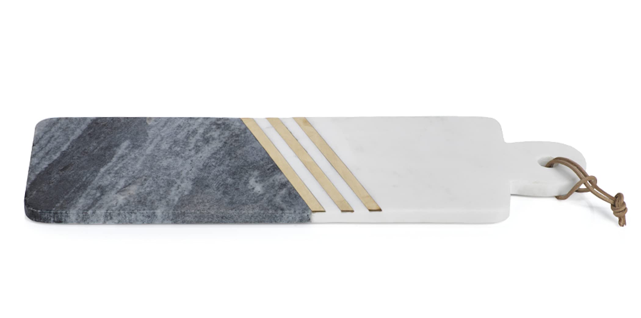 Zodax | Amalfi Footed Cheese and Charcuterie Platter | Calcutta Marble with Wooden Feet | 16.75" x 8.75" x 2"