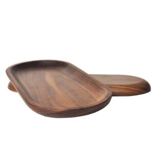 Solid Wooden Serving Tray,Decorative Trays,Serving Platters for Food Tea Coffee Wine Premium Quality, Eco-friendly, Oval-Shaped - Black Walnut (Large)