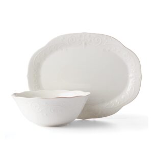 lenox french perle 2pc serveware bundle, 7.94, white