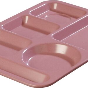 Carlisle FoodService Products Plastic Meal Tray Left-Handed Heavyweight Lunch Tray with 6-Compartments for Schools, Cafeterias, and Dining Halls, Melamine, 14 x 10 Inches, Rose Granite