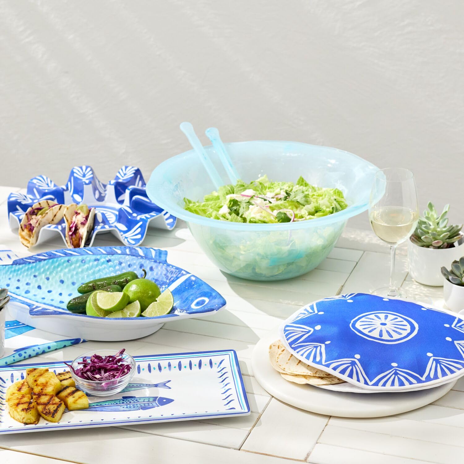 Sur La Table El Mar Melamine Taco Serve Platter, Blue