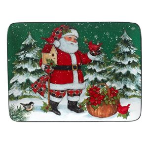 certified international christmas lodge santa rectangular platter, 16" x 12"