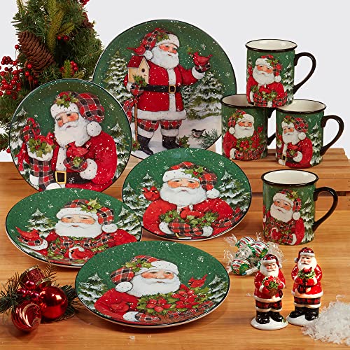 Certified International Christmas Lodge Santa Rectangular Platter, 16" X 12"