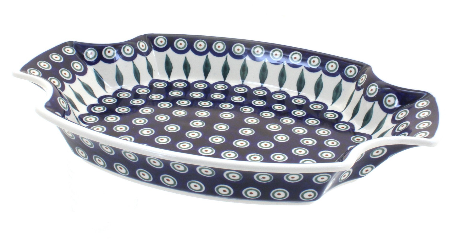 Blue Rose Polish Pottery Peacock Large Serving Tray