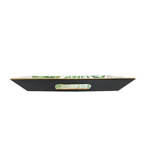 A & B Home Decorative Breakfast Tray Green Leaf Print Rectangular Serving Tray with Handles Food Safe Plastic 11.80" x 1.4" x 18"