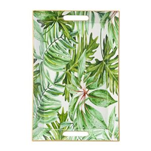 A & B Home Decorative Breakfast Tray Green Leaf Print Rectangular Serving Tray with Handles Food Safe Plastic 11.80" x 1.4" x 18"