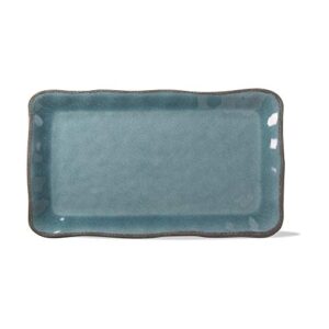 trade associate group 17l in. x 11w in. veranda cracked glazed solid wavy edge melamine plastic serveware dinnerware platter dishwasher safe indoor outdoor rectangle aqua blue aqua blue