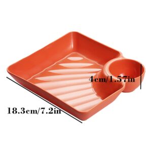 ONEWANGDAFA 2 Packs Plastic Dumpling Plates Sauce Compartment Square Serving Plates Sauce Holder Serving Platter Tray Seasoning Plate for Dumpling Dipping