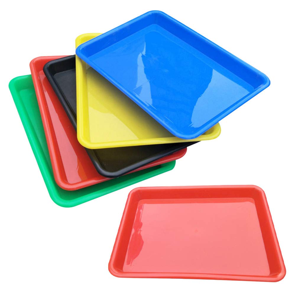 6pcs Plastic Square Plate Tray Serving Platter Plastic Storage Tray Desk Organization Art Trays for Kids Plastic Fruit Plates Serving Tray Activity Footstool Household Office