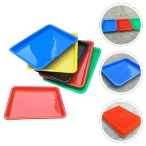 6pcs Plastic Square Plate Tray Serving Platter Plastic Storage Tray Desk Organization Art Trays for Kids Plastic Fruit Plates Serving Tray Activity Footstool Household Office