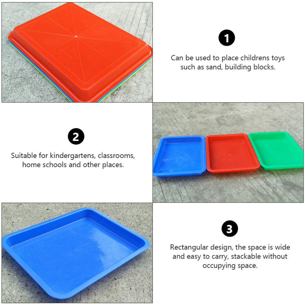 6pcs Plastic Square Plate Tray Serving Platter Plastic Storage Tray Desk Organization Art Trays for Kids Plastic Fruit Plates Serving Tray Activity Footstool Household Office