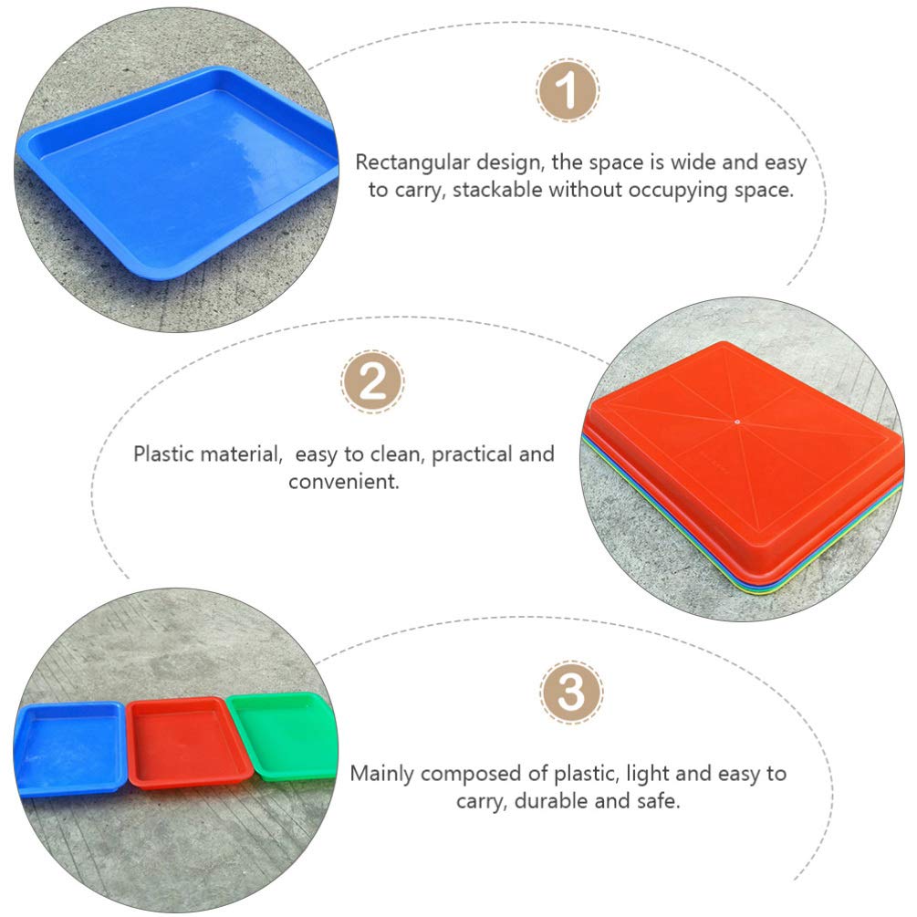 6pcs Plastic Square Plate Tray Serving Platter Plastic Storage Tray Desk Organization Art Trays for Kids Plastic Fruit Plates Serving Tray Activity Footstool Household Office