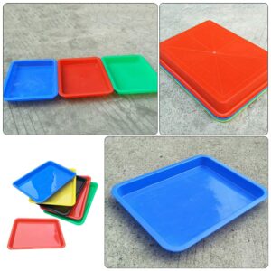 6pcs Plastic Square Plate Tray Serving Platter Plastic Storage Tray Desk Organization Art Trays for Kids Plastic Fruit Plates Serving Tray Activity Footstool Household Office